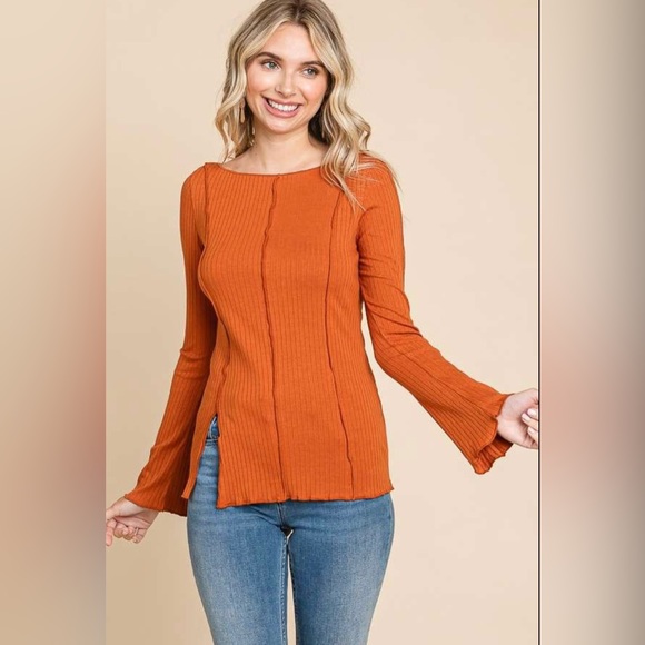 Culture Code | Tops | Culture Code Rusty Orange Boat Neck Merrow Edge ...